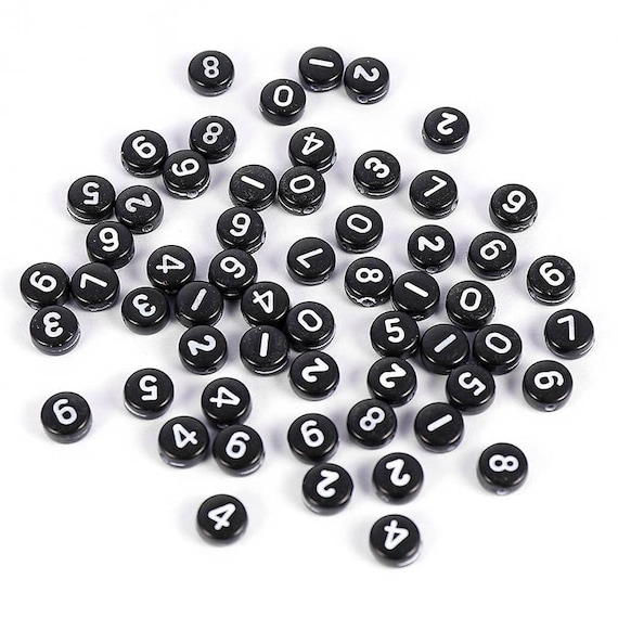 Number Beads Acrylic Black Number Beads Loose Beads Plastic - Etsy