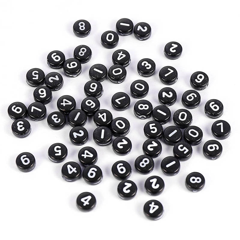 Number Beads, Acrylic Black Number Beads, Loose Beads, Plastic Mix ...