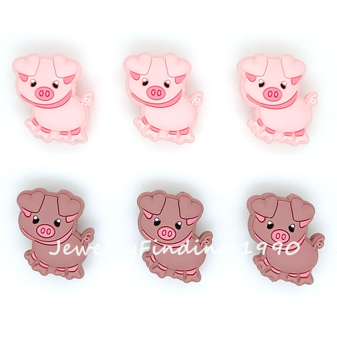 Cute Pig Silicone Beads, Animal Silicone Beads, Silicone Focal Beads ...