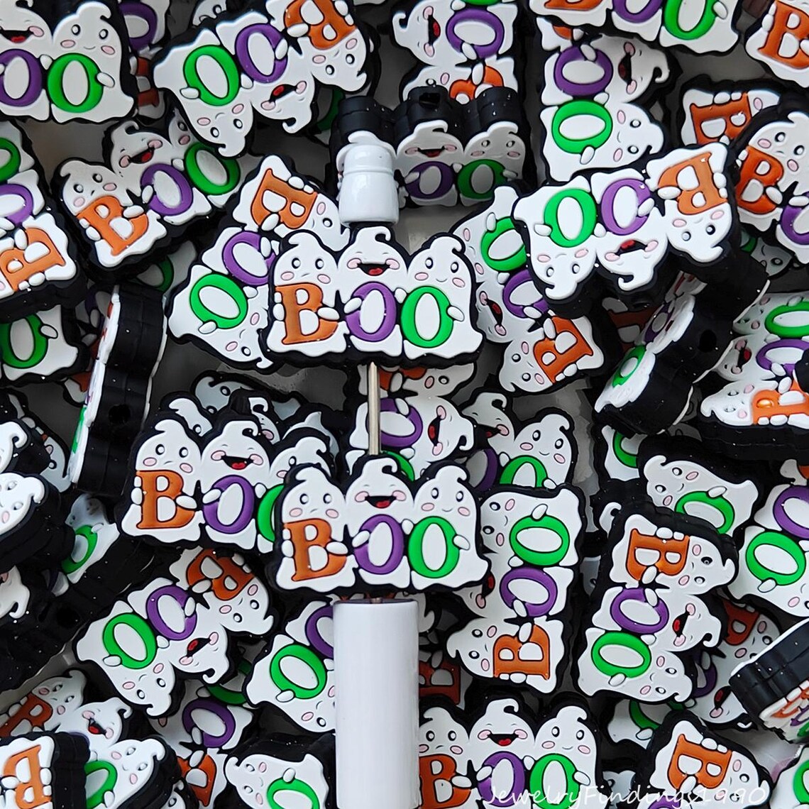Glitter Boo Ghost Focal Beads,halloween Vibes Silicone Beads Bulk,diy ...