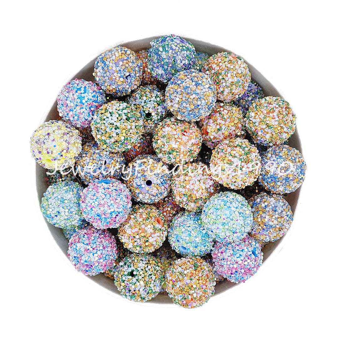 Chunky Beads, 20mm Colorful Sequin Pasting Bubblegum Beads, 20mm Beads ...