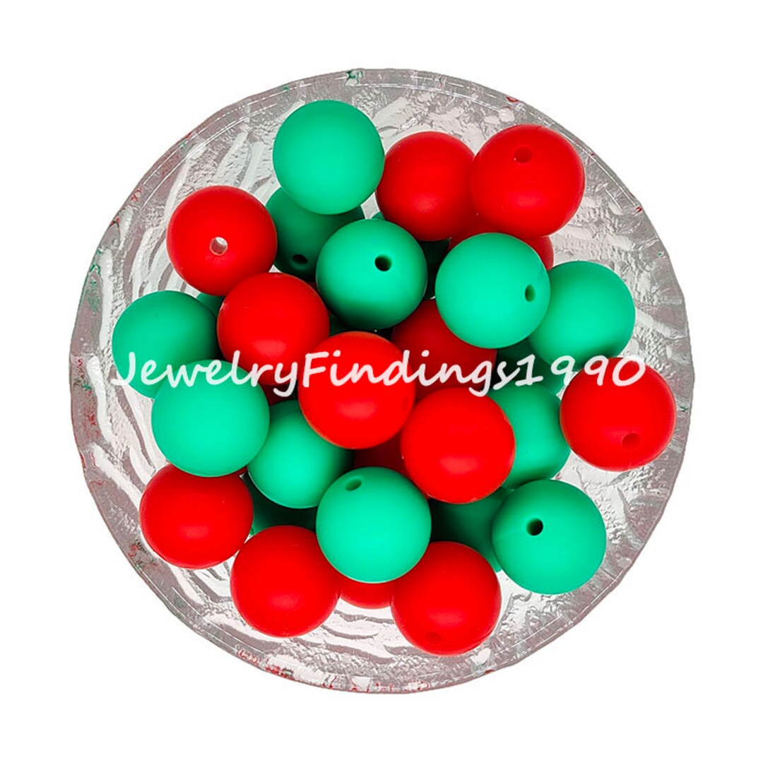 Christmas Red & Green Mix Color Silicone Beads DIY Lanyard, Assorted ...