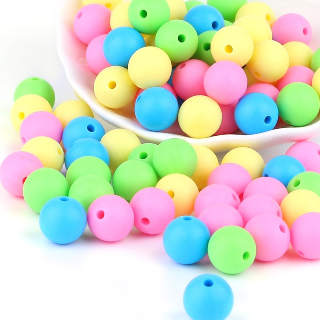 Colorful Silicone Beads, Mixed Round Silicone Beads, 12/15mm Loose ...