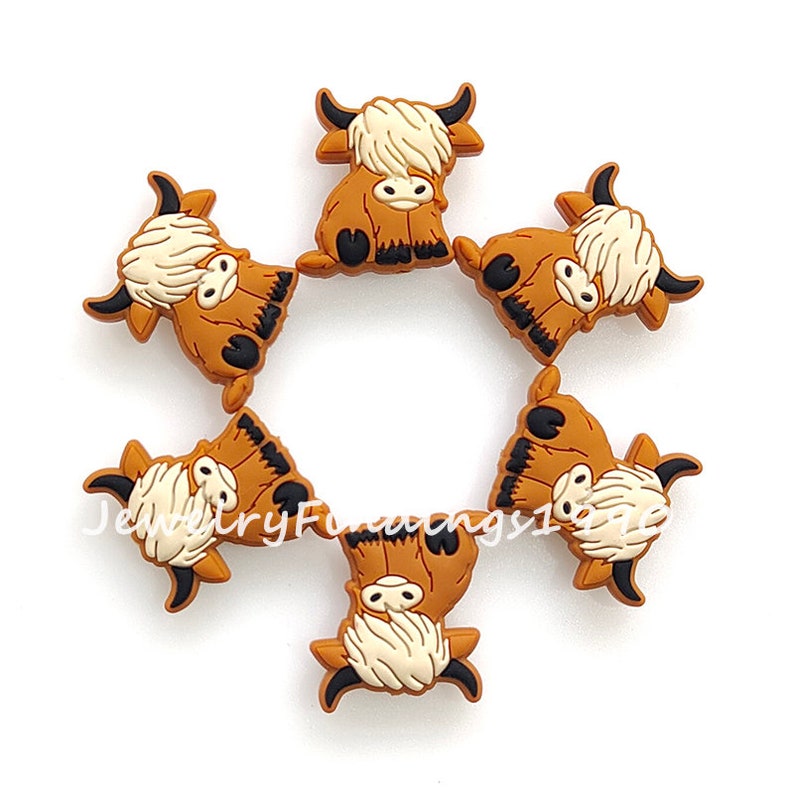 Highland Cow Silicone Beads, Jewelry Making, Focal Silicone Beads, DIY ...