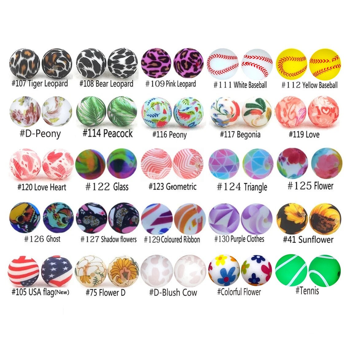 Newest Print Silicone Beads, 15mm Silicone Beads, Bulk Beads, Leopard ...