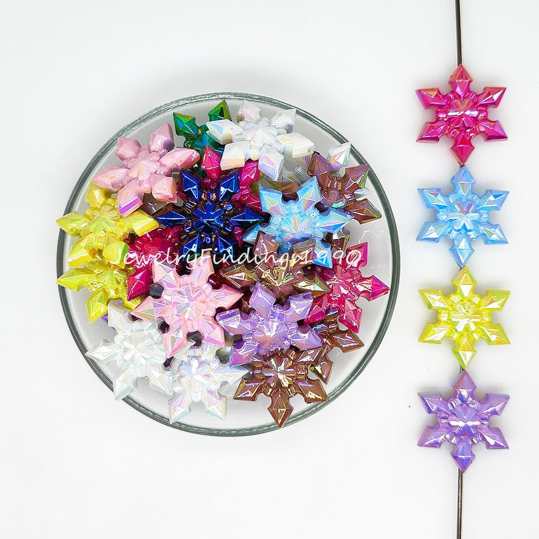 Chunky Snowflake Acrylic Beads,christmas Snowflake Focal Beads ...