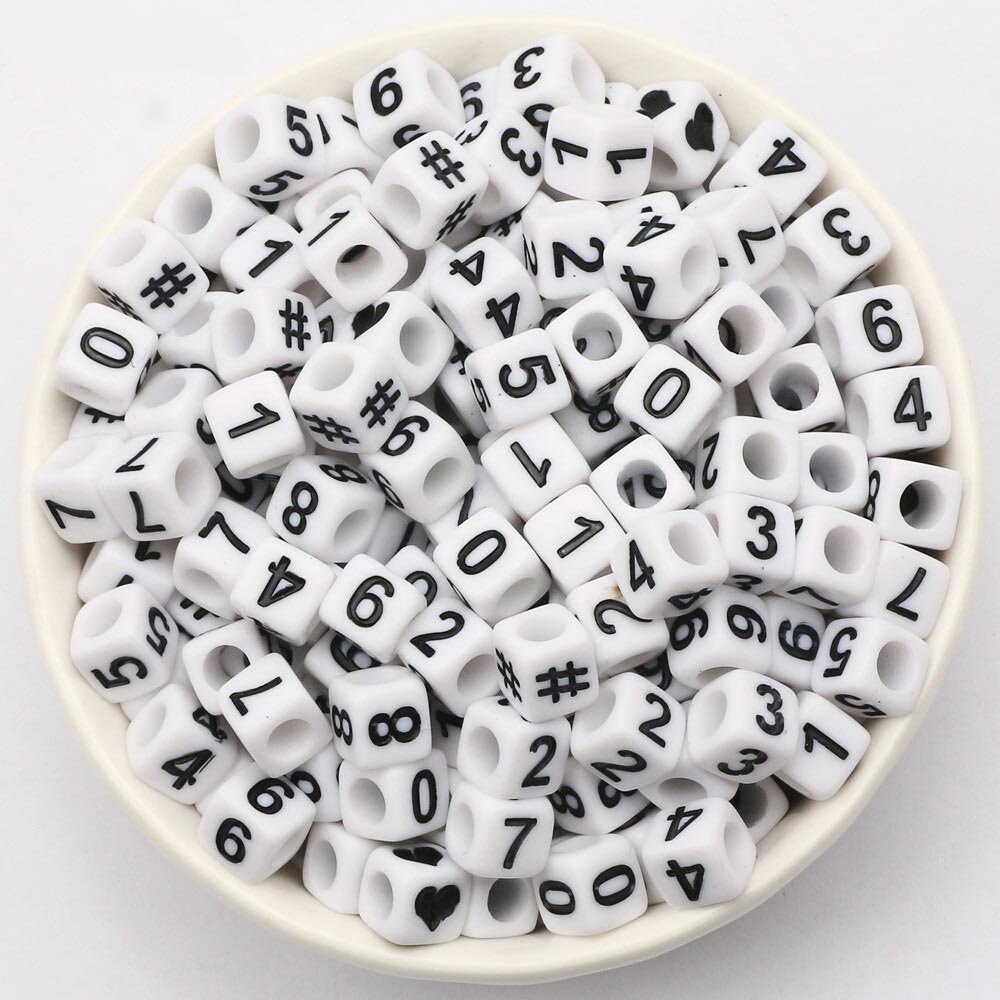 6MM Mix Number Acrylic Beads Square Beads Jewelry Making | Etsy