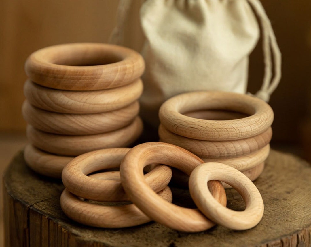 40-80mm Wooden Ring, Beech Wood Ring, Natural Unfinished Round Wooden ...