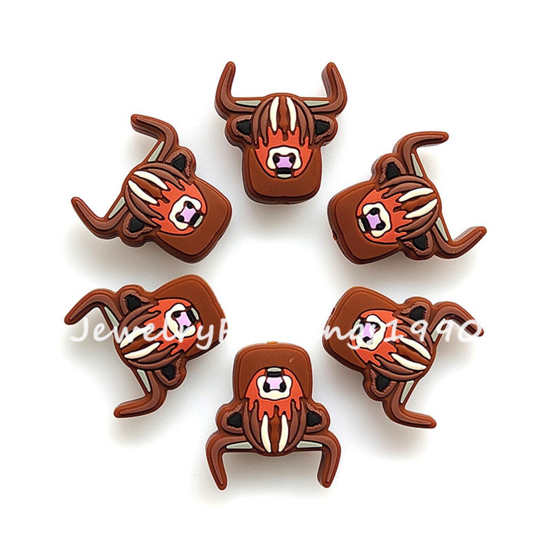 Highland Cow Head Beads, Mini Silicone Beads, Jewelry Making Beads ...