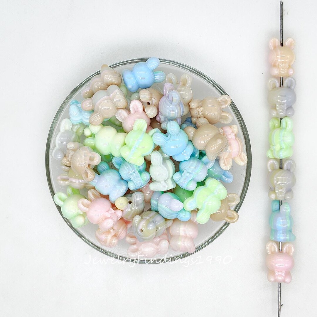 UV Iridescent 3D Rabbit Acrylic Focal Beads,chunky Bubblegum Beads,for ...
