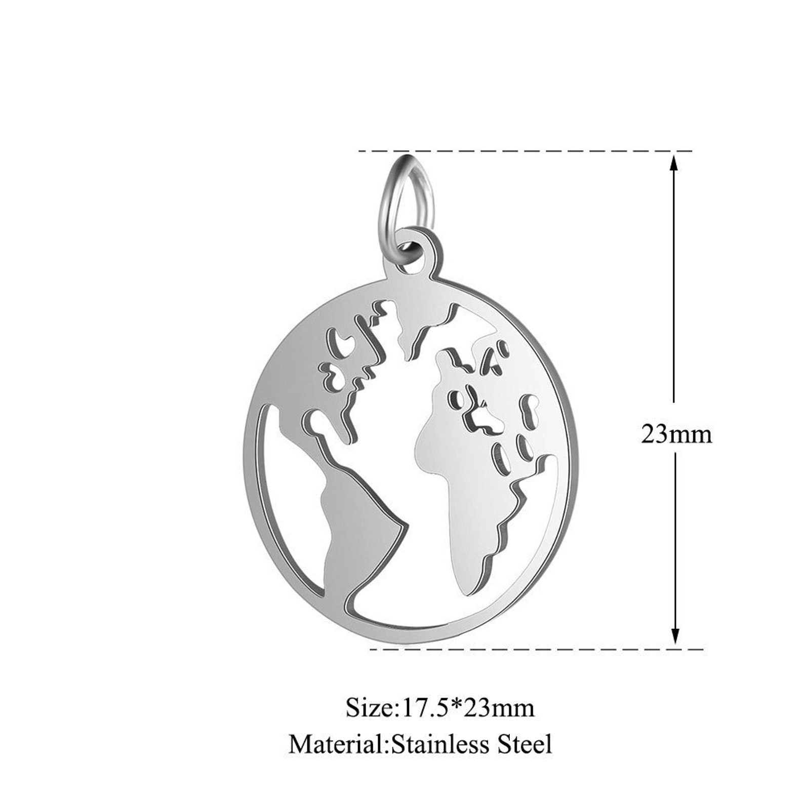 5pcs/lot 2317.5mm Stainless Steel Hollow World Map Charms | Etsy