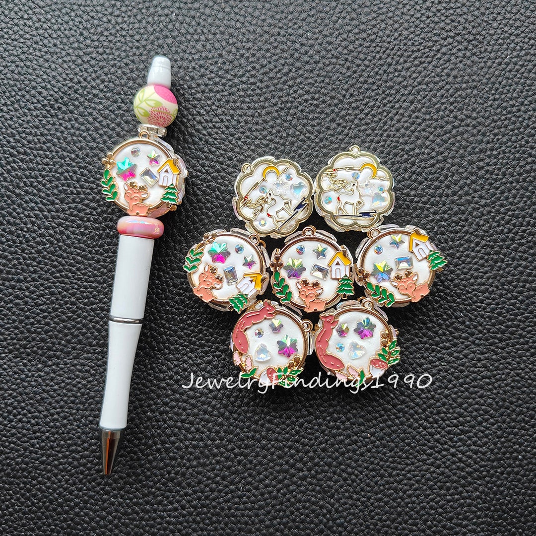 Enamel Fox Deer Focal Beads, Animals Metal Sparkling Rhinestone Gem ...