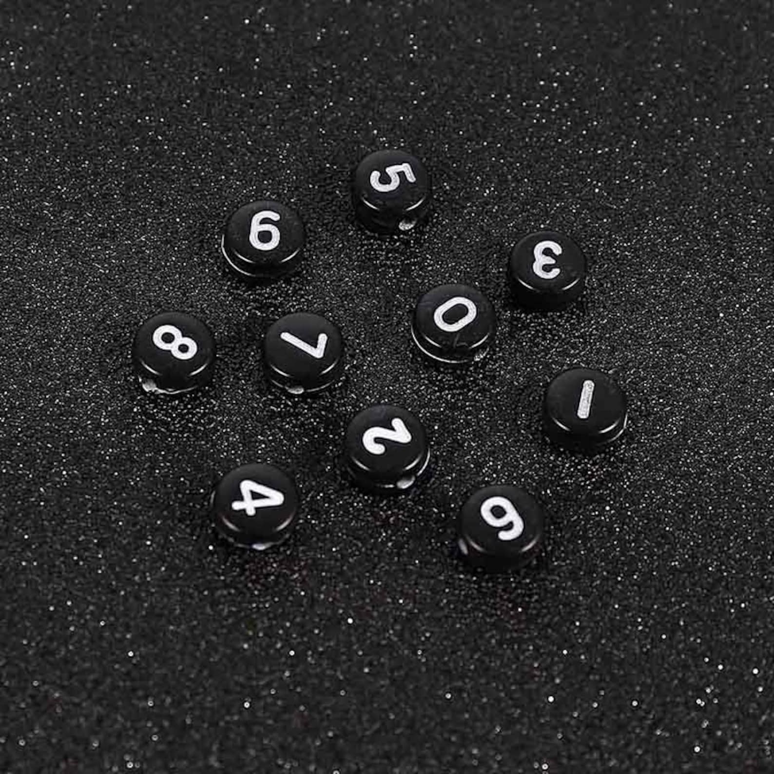Number Beads, Acrylic Black Number Beads, Loose Beads, Plastic Mix ...
