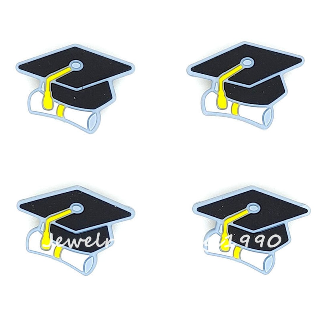 1 - 50pcs Silicone Beads Bulk, Graduation Hat Beads, Academic Cap Focal ...