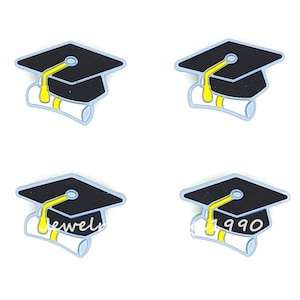 1 - 50pcs Silicone Beads Bulk, Graduation Hat Beads, Academic Cap Focal ...