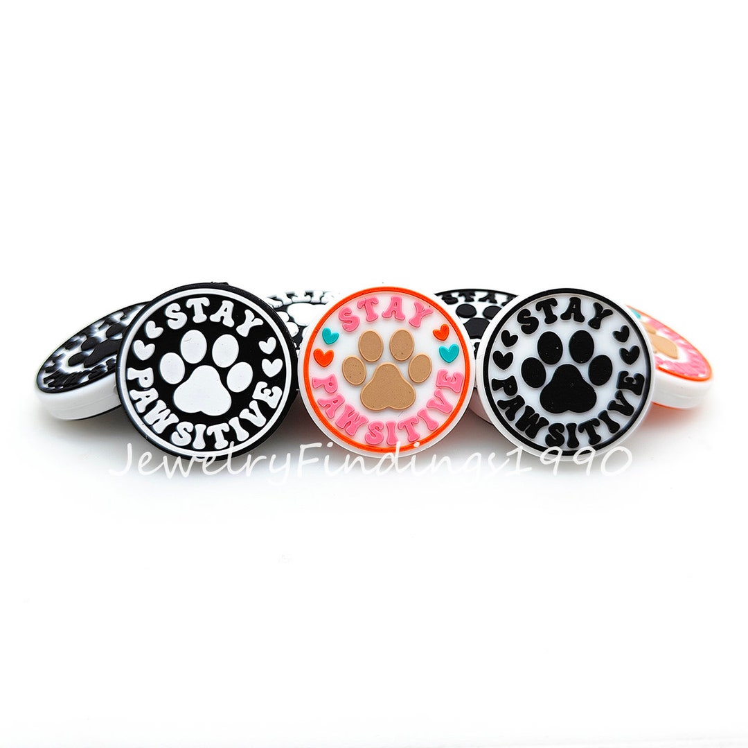 Dog Paw Focal Silicone Beads, Stay Pawsitive Silicone Beads - Etsy