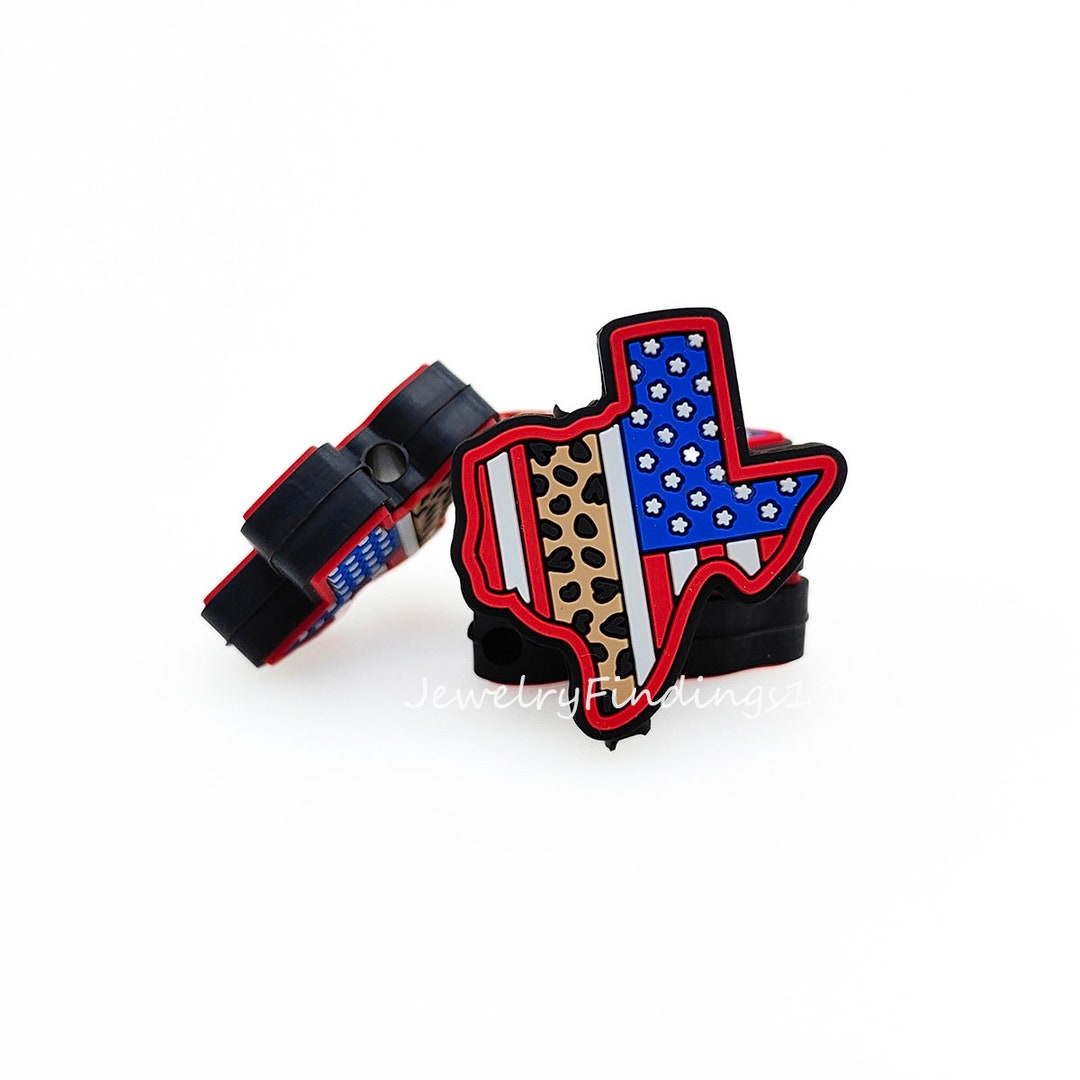 Texas State Map Shaped Silicone Focal Beads, Loose Silicone Beads, Flag ...