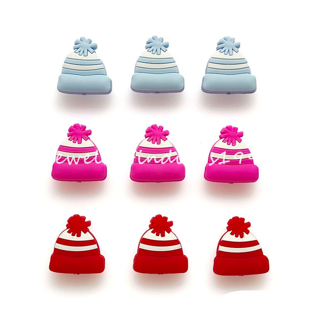 Beanie Silicone Beads, 27*25mm, Focal Silicone Hat Beads, Pom Pom Hats ...
