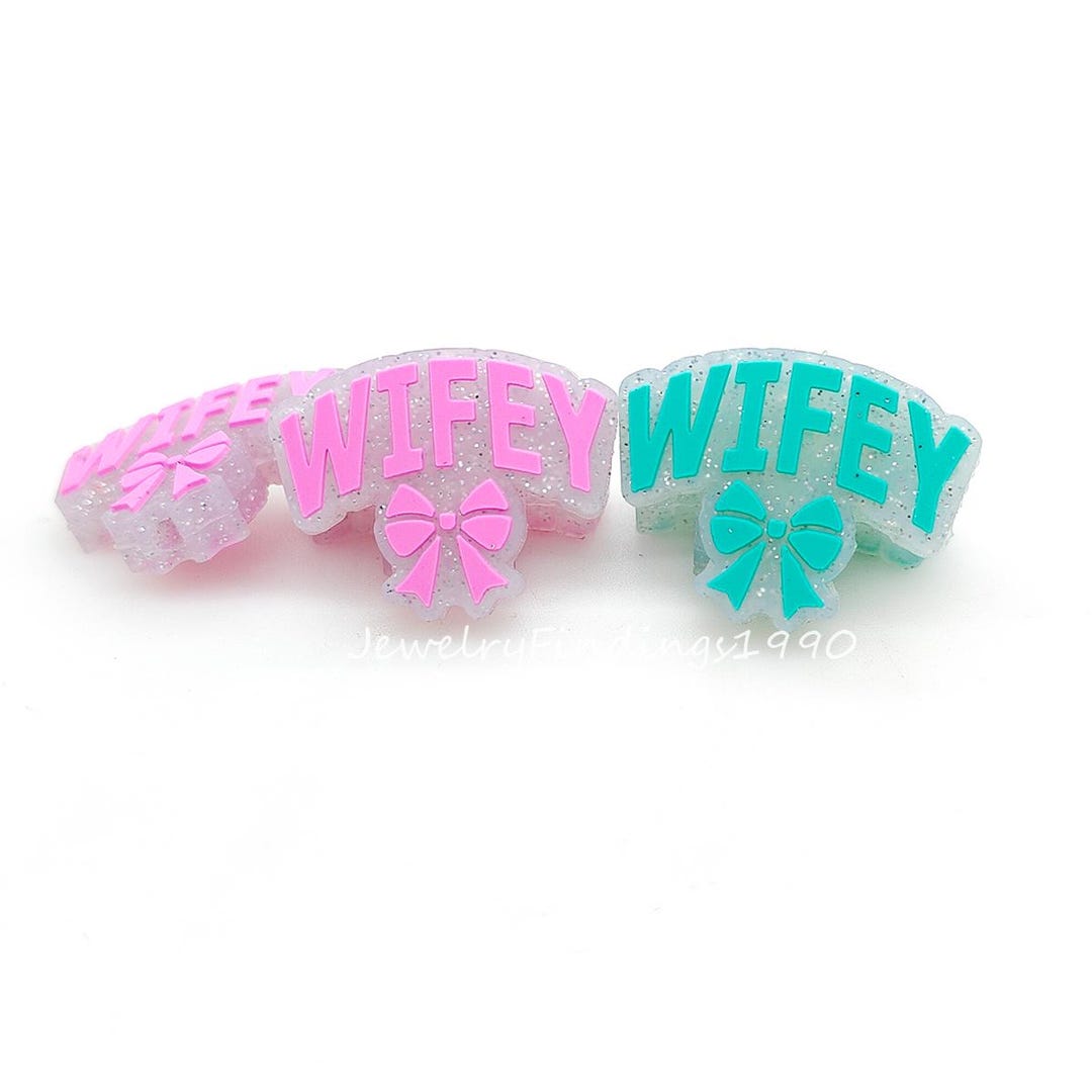 Wifey Silicone Beads,glitter Bowknot Focal Beads for Pen,diy Keychain ...
