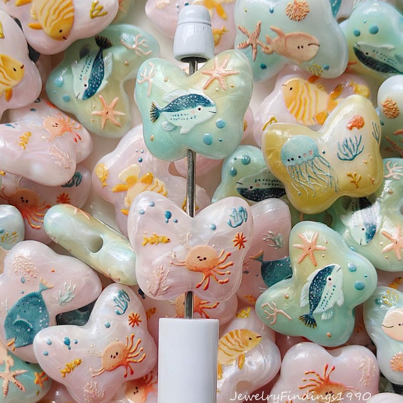 Marine Animal Butterfly Acrylic Beads,loose Chunky Resin Beads,focal ...