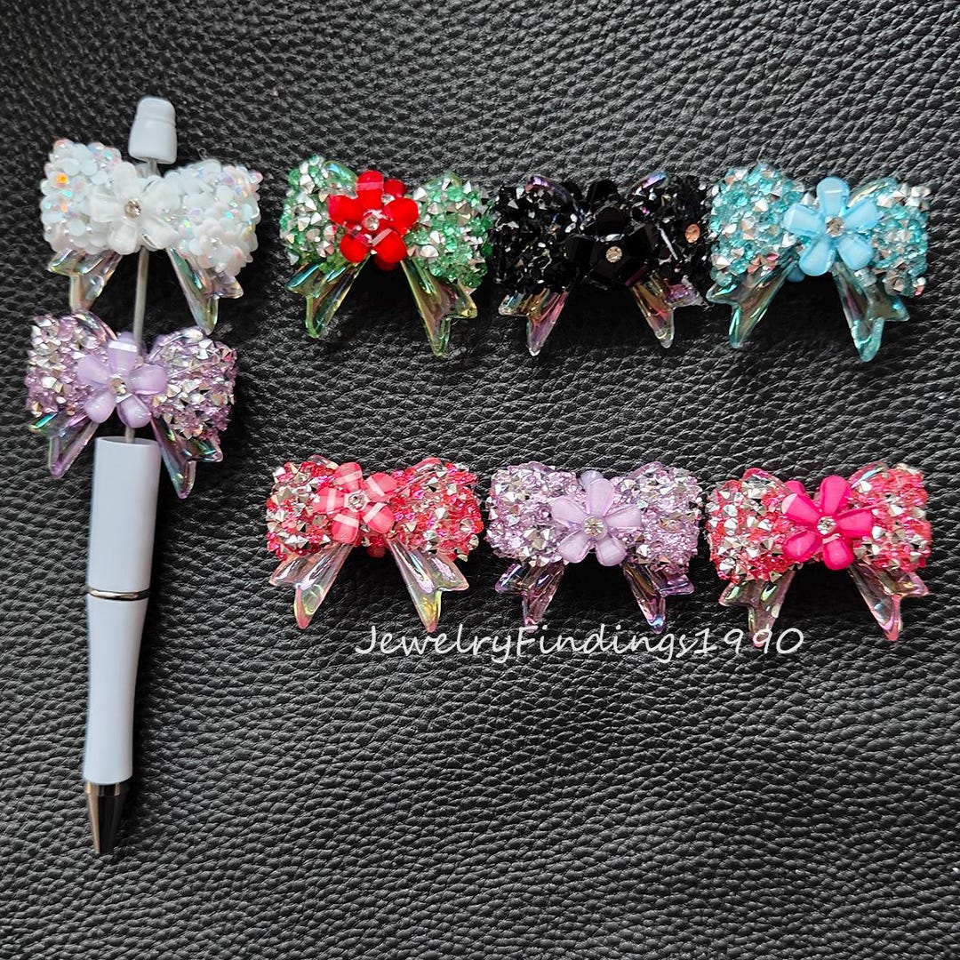 Fancy Bowknot Acrylic Beads,rhinestones Flower Chunky Resin Beads ...