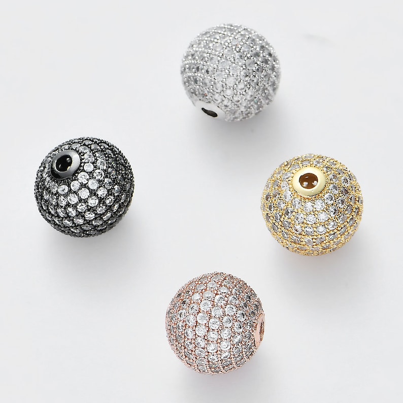 14mm CZ Micro Pave Round Ball Beads ,gold Plating Diamond Ball ...