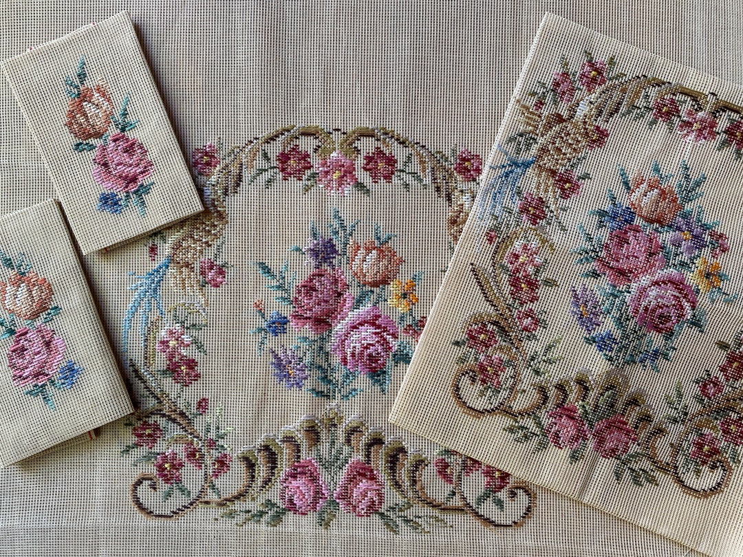 Vintage Tapestry Chair Seat Set, Traditional Floral Design, Unworked - Etsy