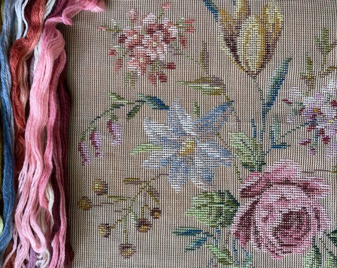 Large Traditional Floral Tapestry Kit, Vintage Trammed Tapestry Kit - Etsy
