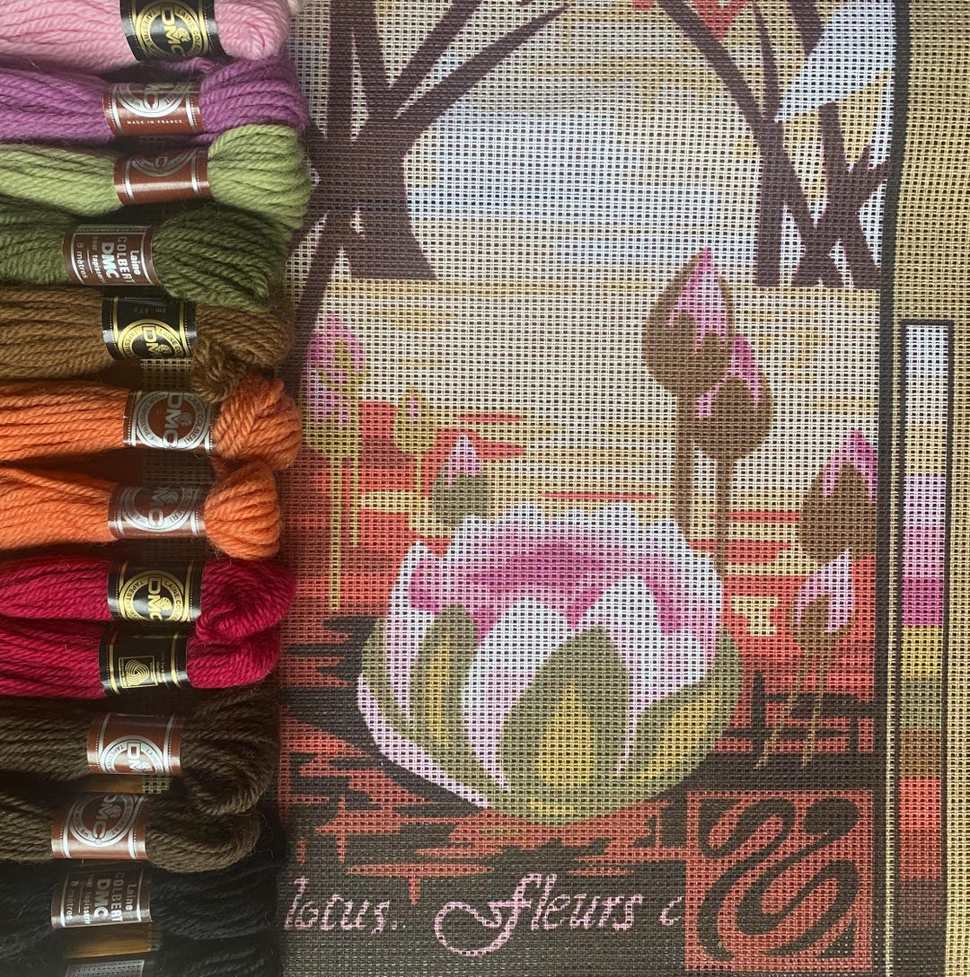 Lotus Flower Tapestry Kit, Small Project, Vintage Margot, French Design ...