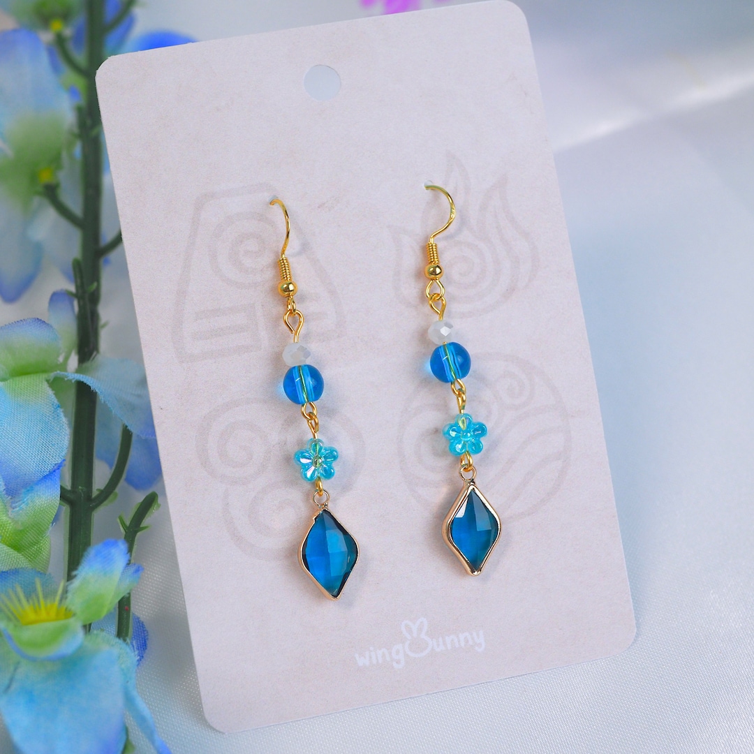 Water Tribe Earrings, ATLA, Avatar the Last Airbender Handmade Gem ...