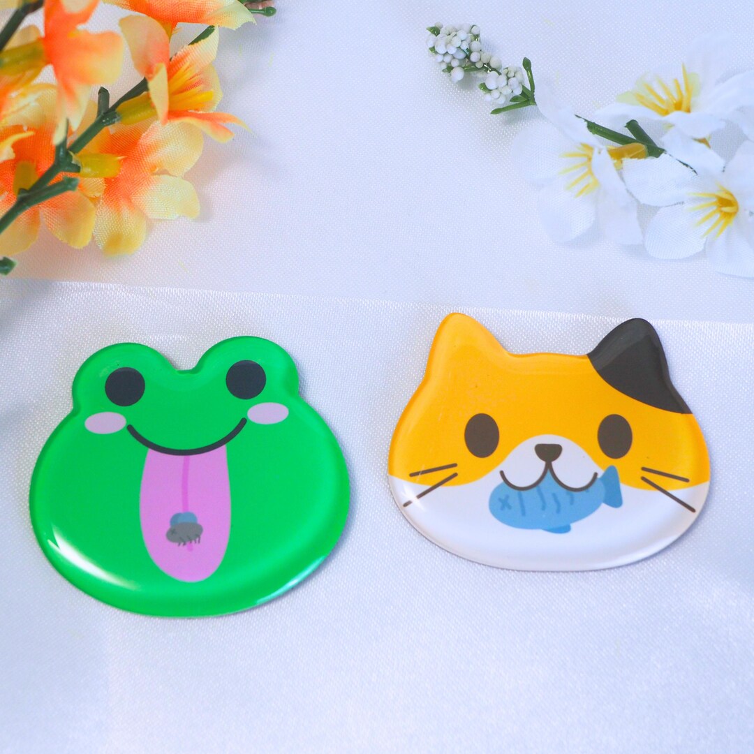 Calico and Froggy Head Acrylic Magnet, Cute Animal Decoration for ...
