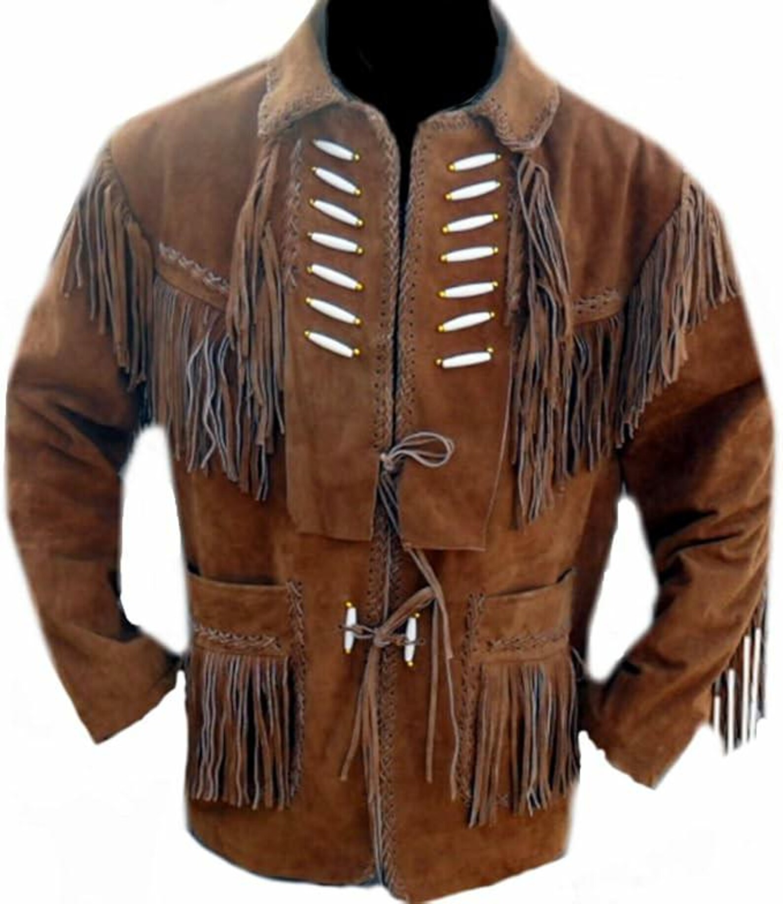 Men's Traditional Handmade Cowboy Western Leather Jacket Coat With ...