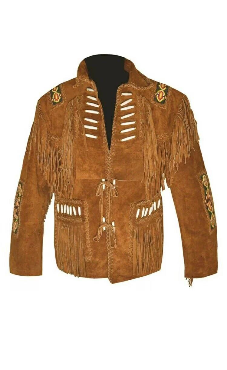 Men's Traditional Handmade Cowboy Western Leather Jacket Coat With ...