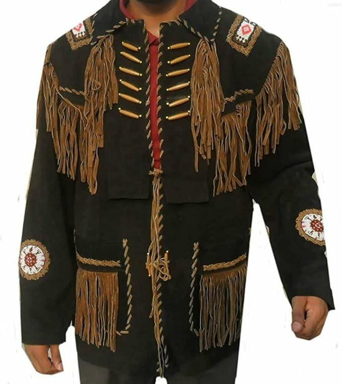 Men's Traditional Handmade Cowboy Western Leather Jacket Coat With ...