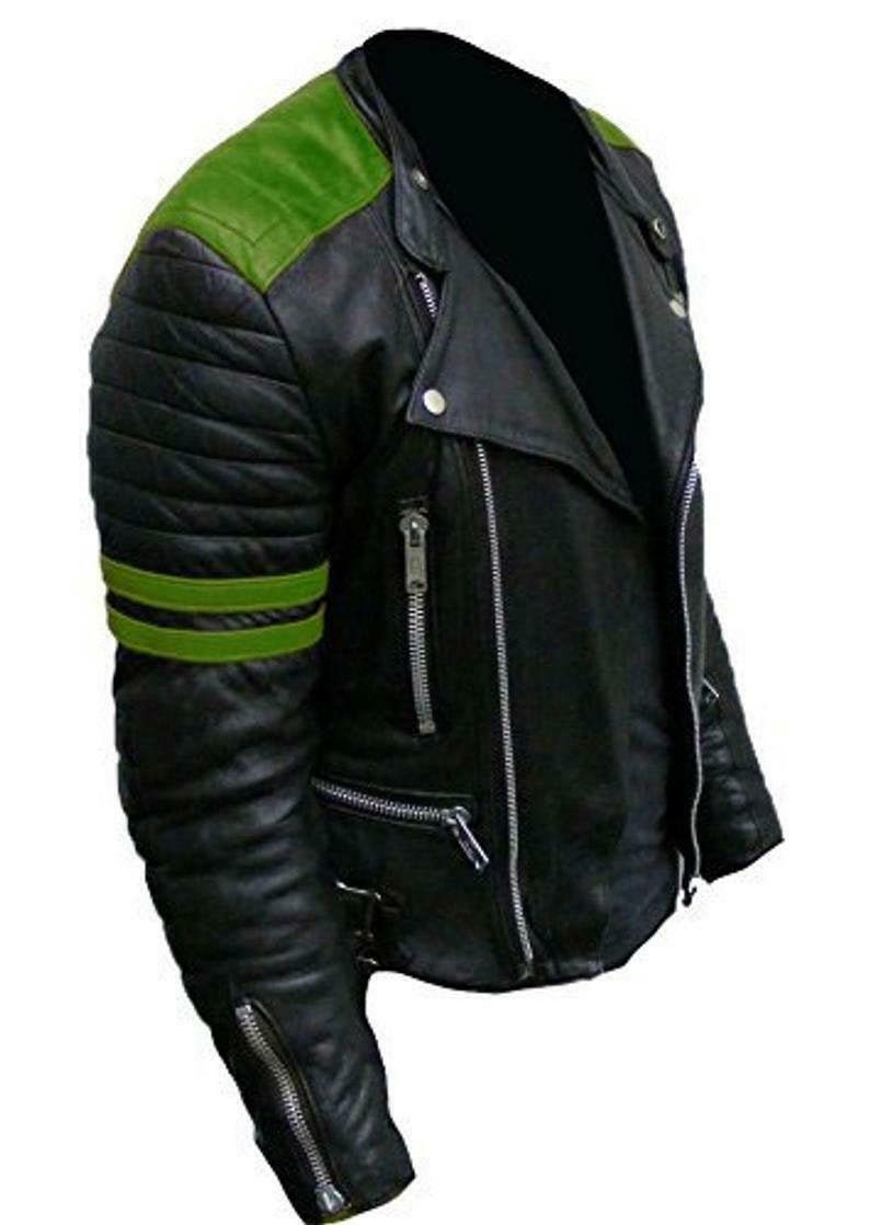 Mens Classic Vintage Motorcycle Green Real Leather Jacket Handmade - Etsy