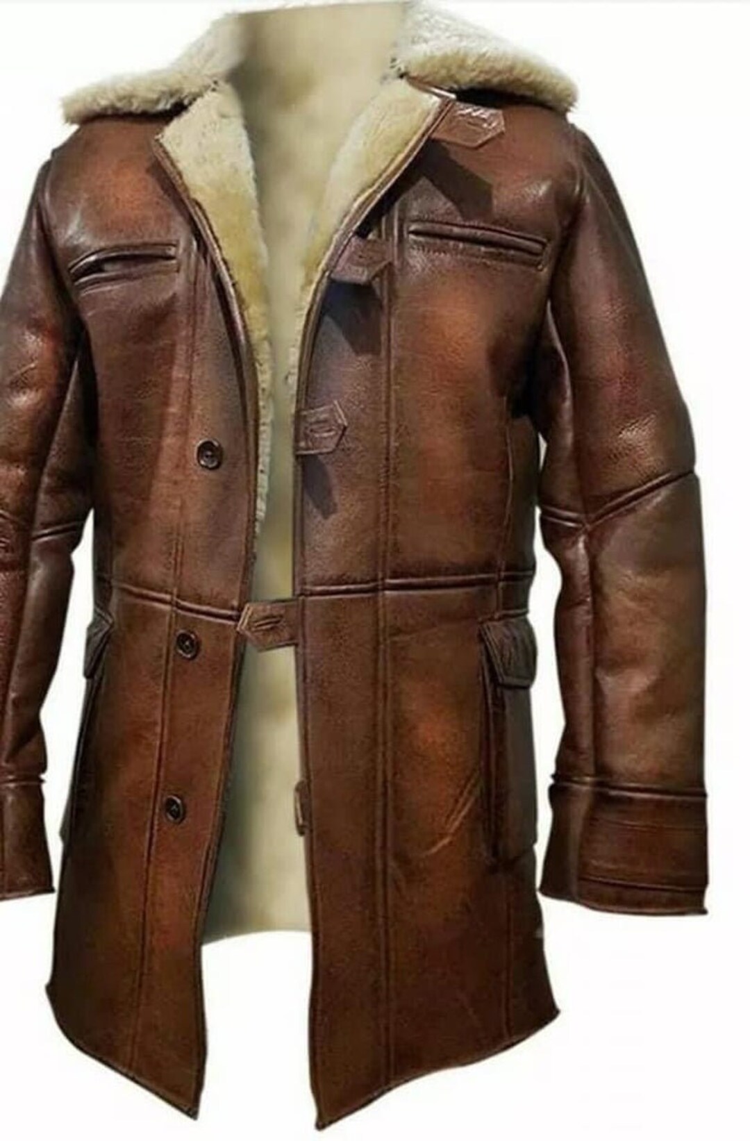 Men's Brown B3 Shearling Leather Jacket Handcrafted Bane’s Jacket ...