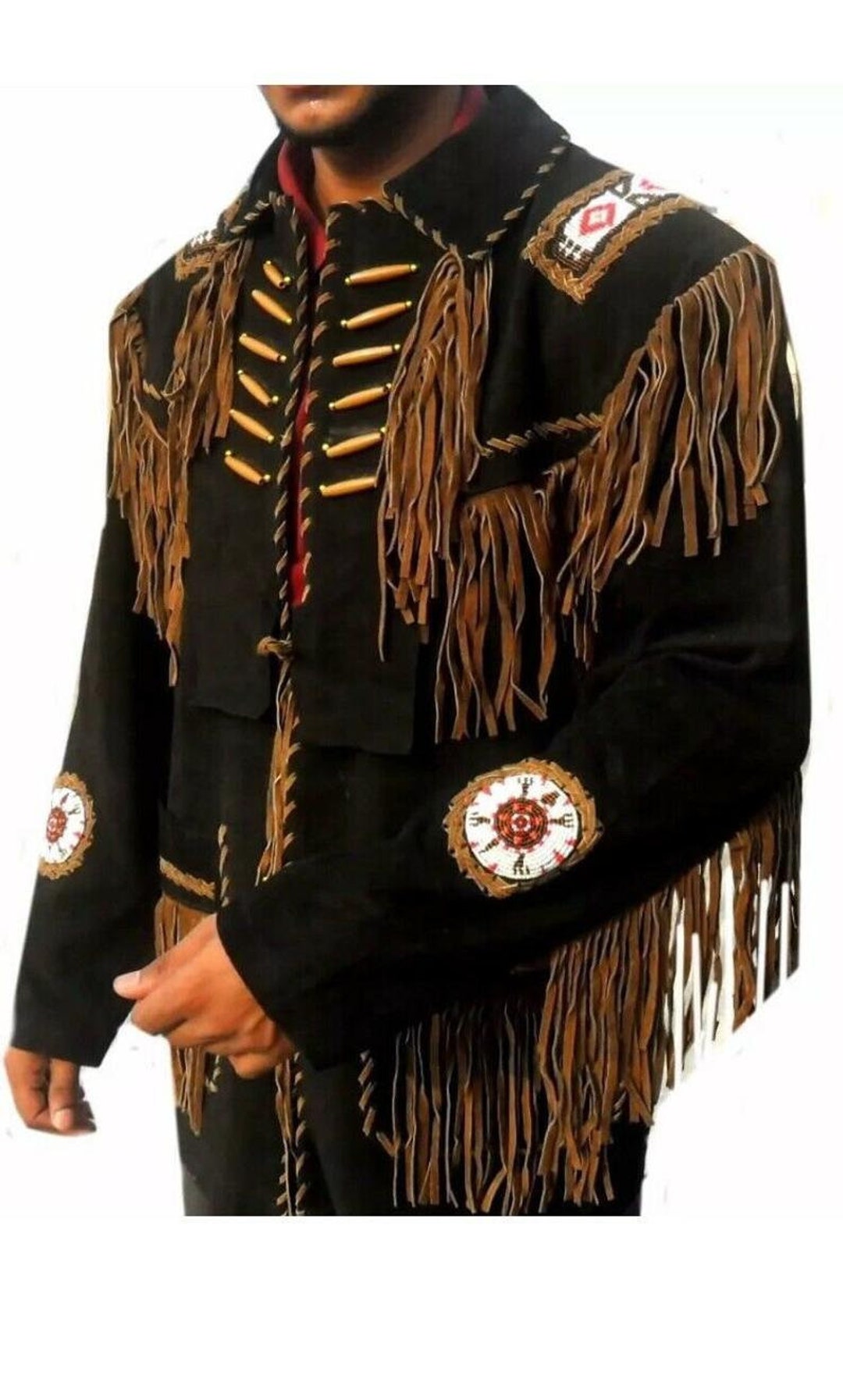 Men's Traditional Handmade Cowboy Western Leather Jacket Coat With ...