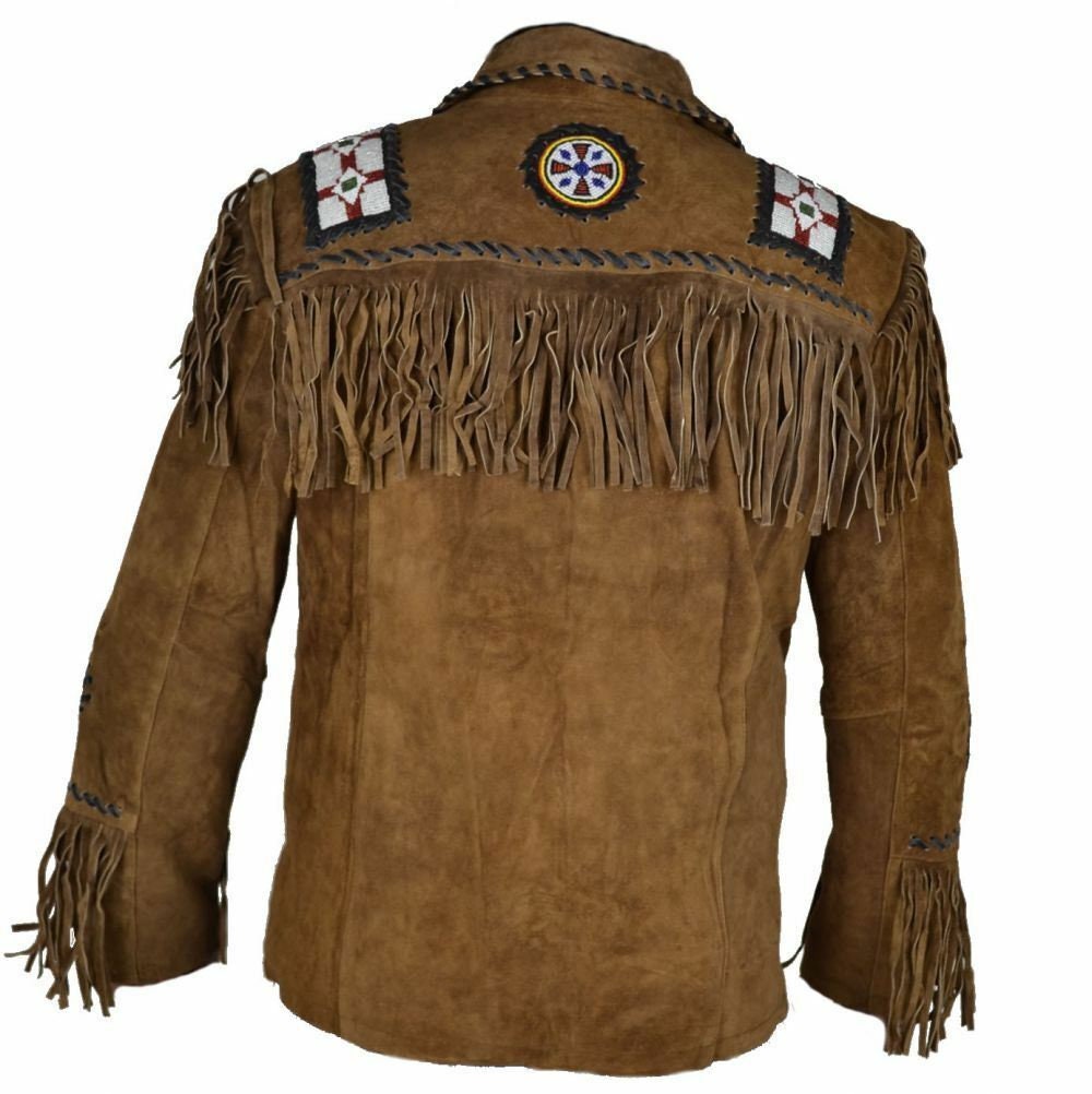 Men's Traditional Handmade Cowboy Western Leather Jacket Coat With ...