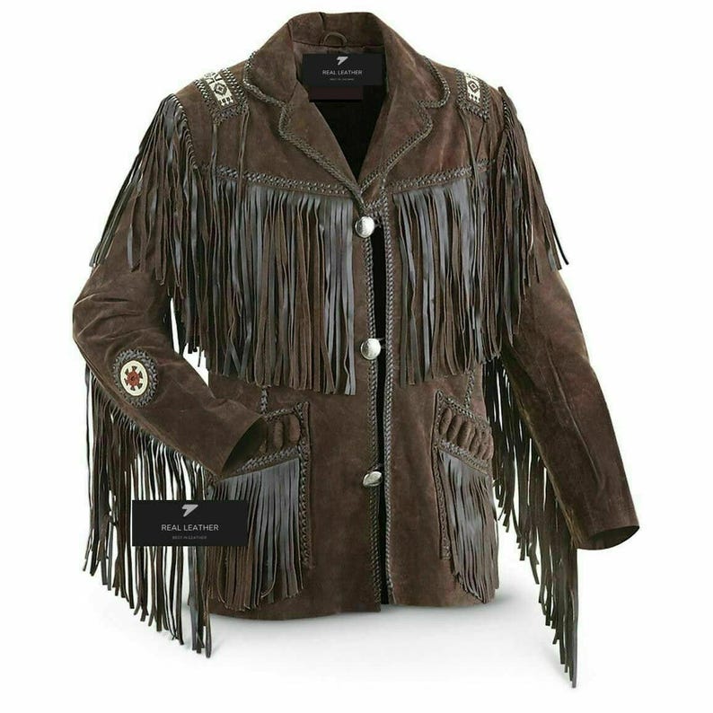 Men's Traditional Handmade Cowboy Western Leather Jacket Coat With ...