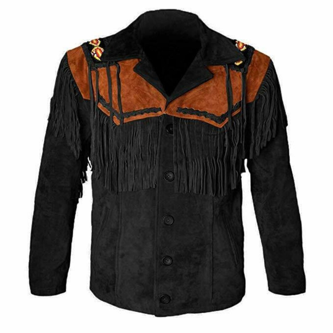 Men's Traditional Handmade Cowboy Western Leather Jacket Coat With ...