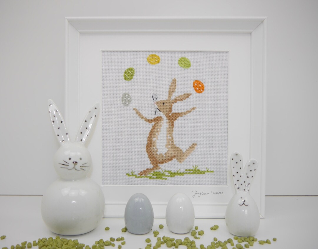 Embroidery Picture egg Juggler Cross Stitch After Ch. Dahlbeck Framed ...