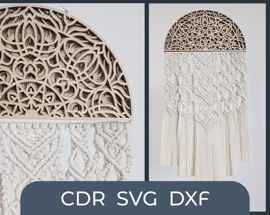 SVG Half Round Multi-layered Macrame SVG Macrame Laser Cut File Boho ...