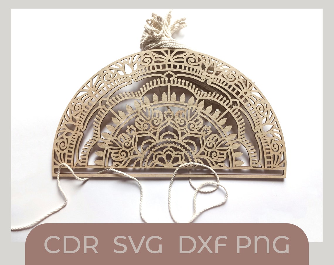 Half Round Macrame SVG Base Macrame Laser Cut File Boho Mandala Design ...
