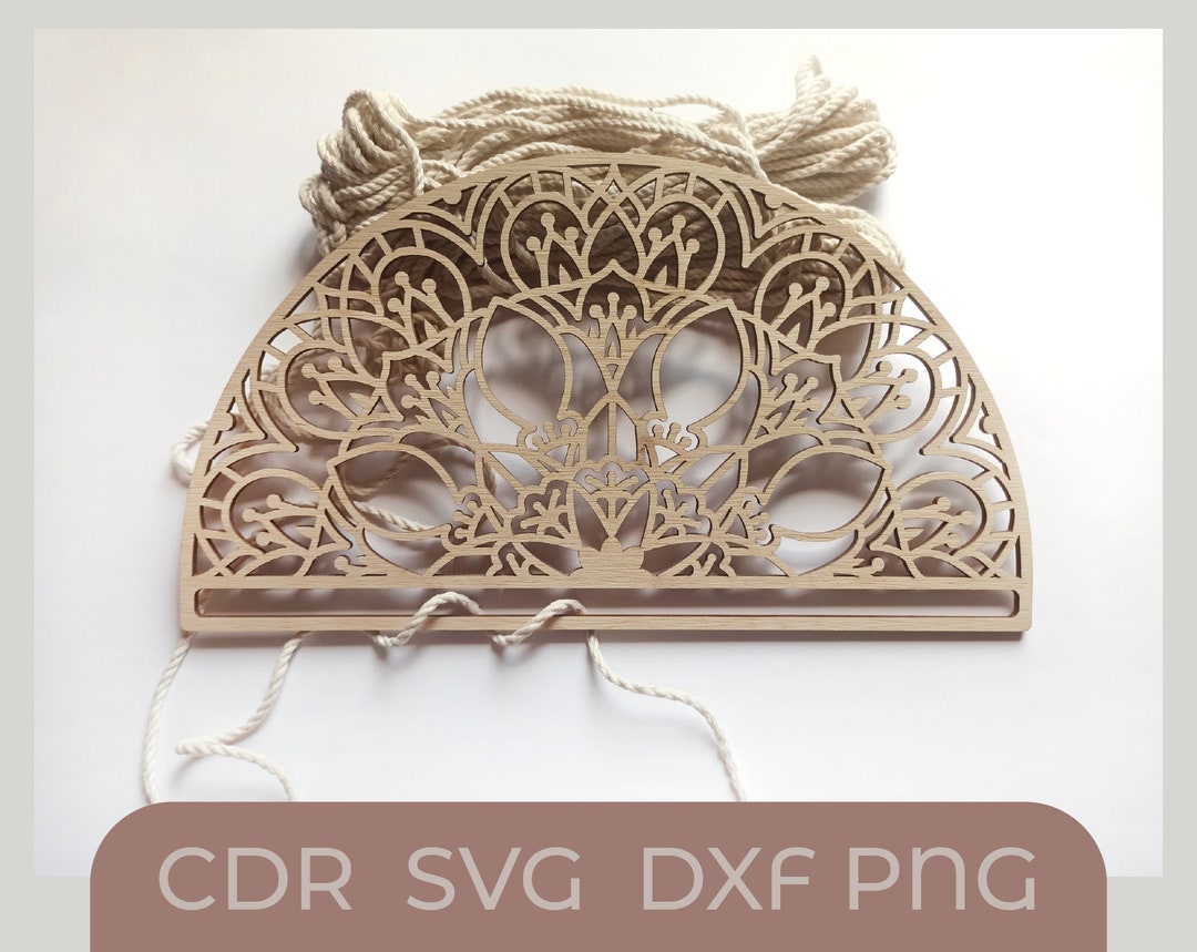Half Round Macrame SVG Base Macrame Laser Cut File Boho Mandala Design ...
