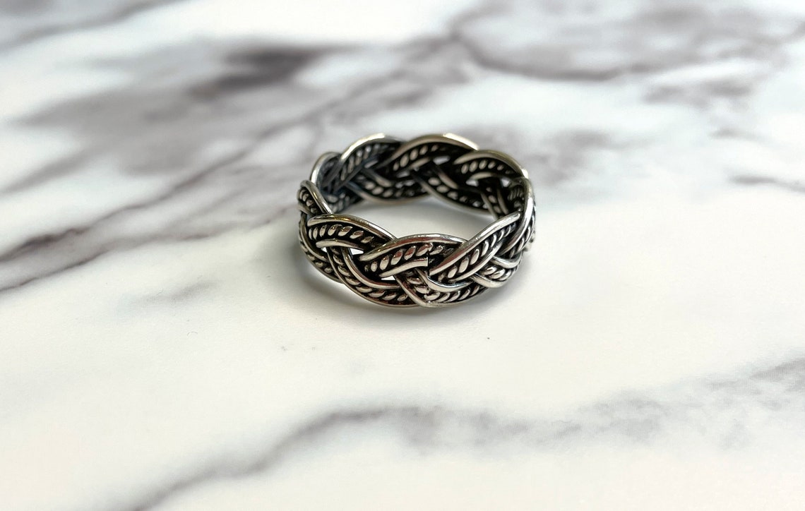 Braided Silver Ring 950 Sterling Silver Twisted Band Ring Oxidized Silver Ring - Etsy