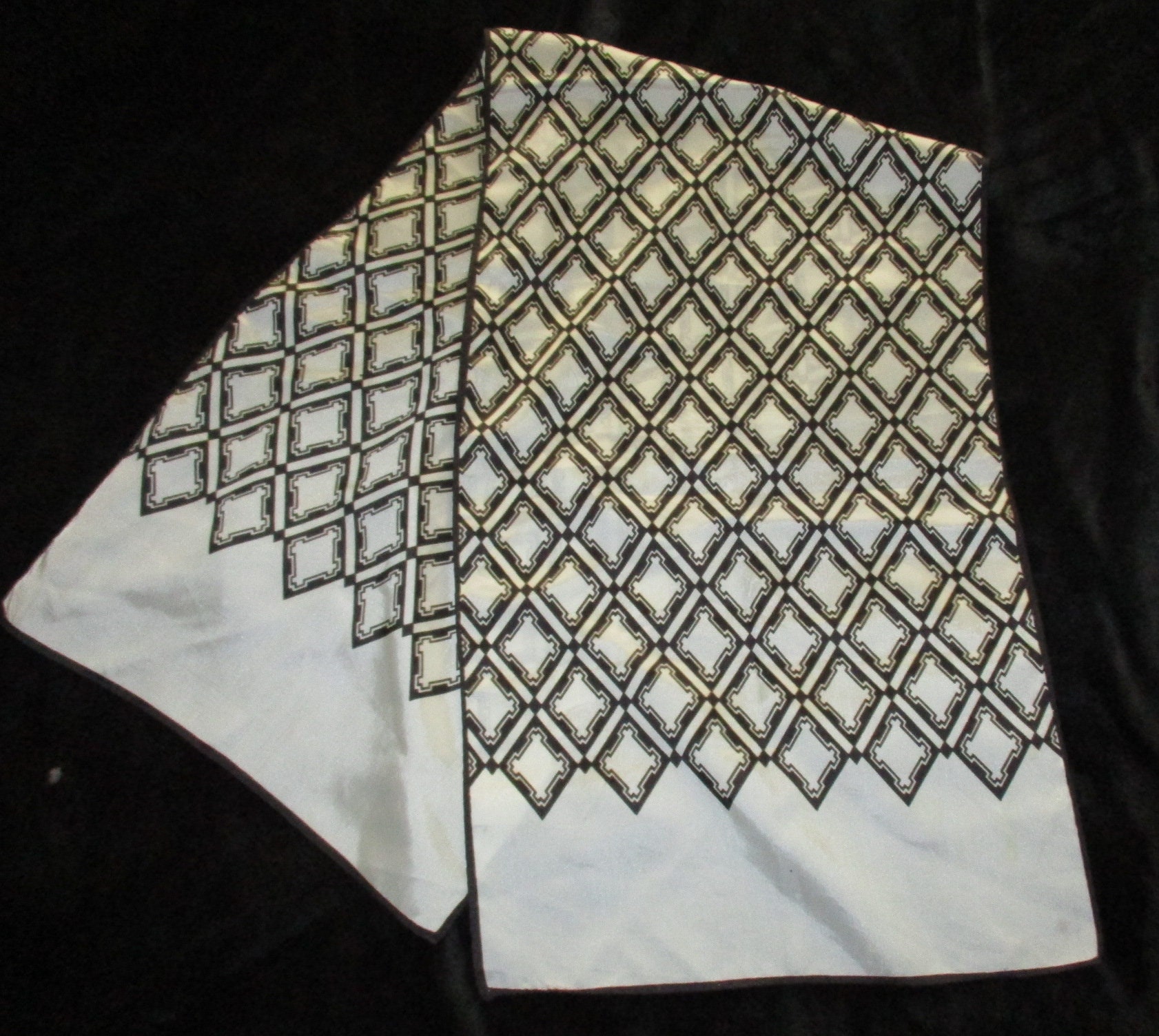 Long Black and White Geometric Pattern Scarf With Slim Black - Etsy