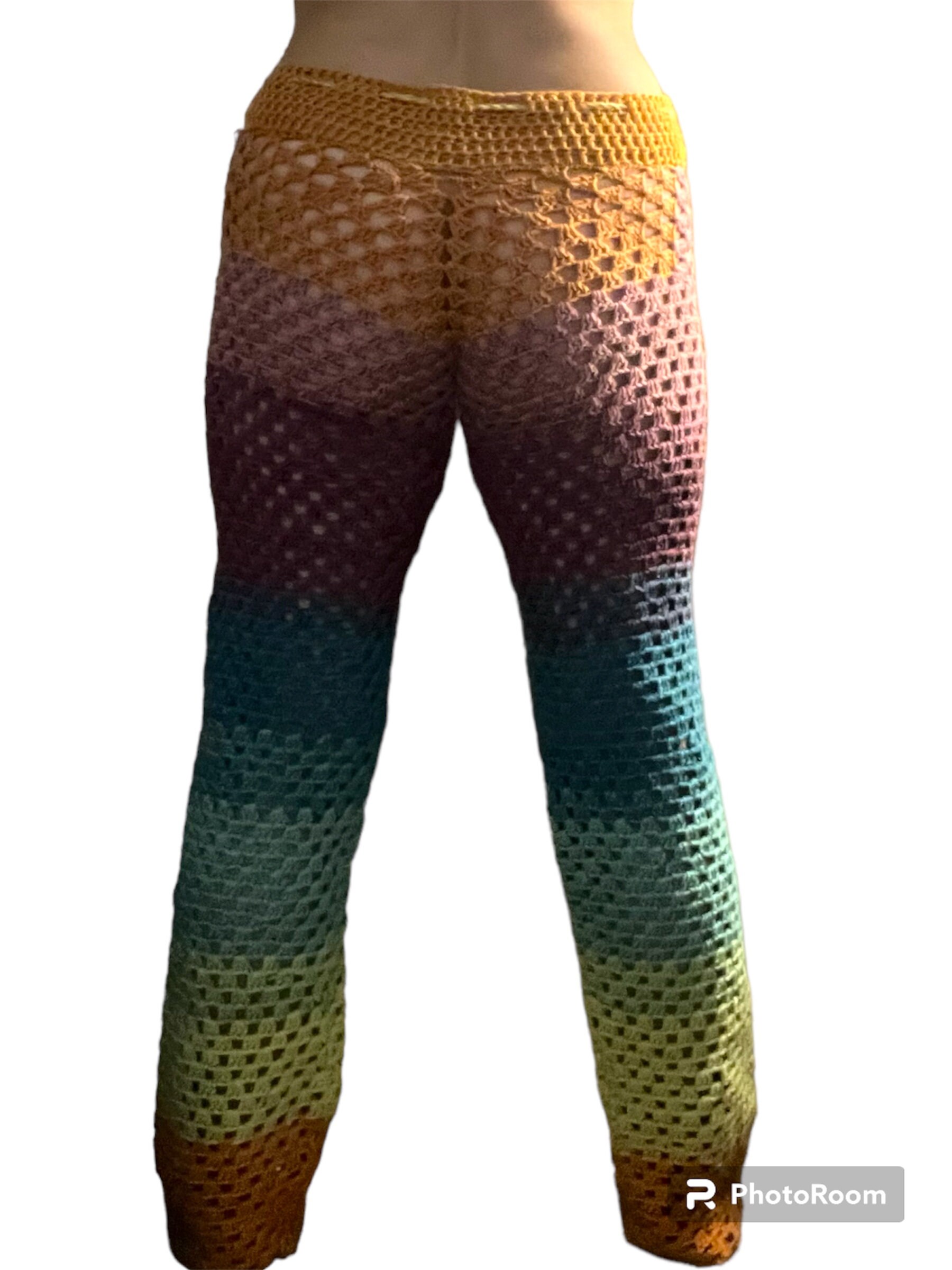 Handmade Crochet Granny Square Rainbow Pants - Etsy