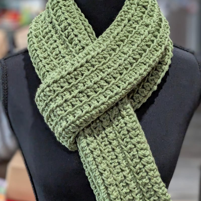 Sage Green Crocheted Scarf - Etsy