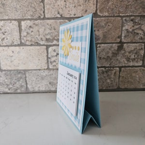 Blue and Purple Gingham Easel Calendar 2024 Handmade Stampin Up - Etsy