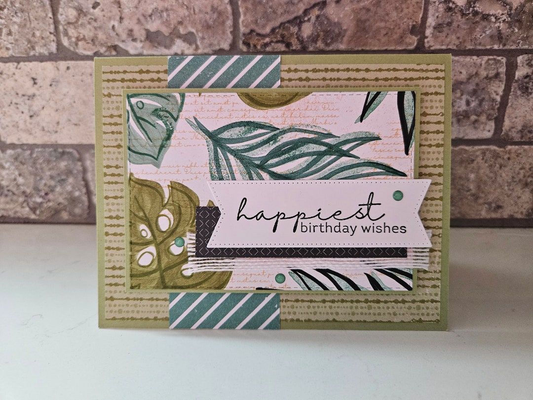 Green Tropical Themed Birthday Card - Etsy